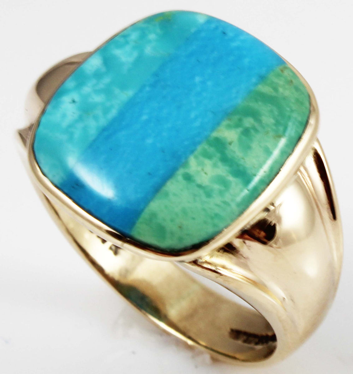 Antique 1920's Art Deco Kingman RARE Water Web Turquoise Intarsia Inla ...